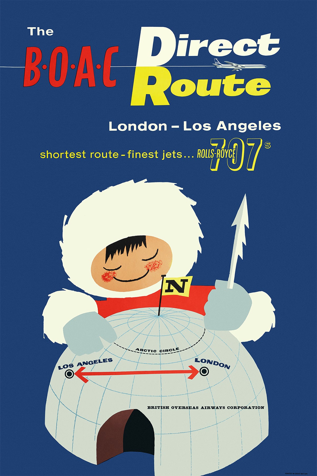 London - Los Angeles, The B.O.A.C Direct Route, 1950s. [Arctic Circle ...