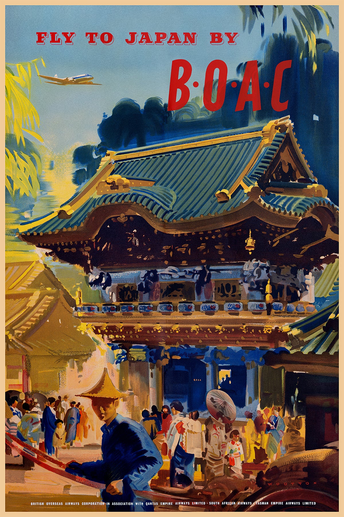 Fly to Japan by B.O.A.C., 1950s. [Temple] – Stick No Bills